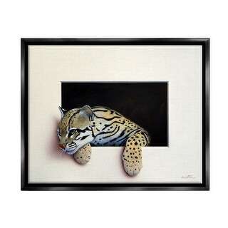 Stupell Wildlife Ocelot Resting Paws Cutout Illusion Floater Frame ...