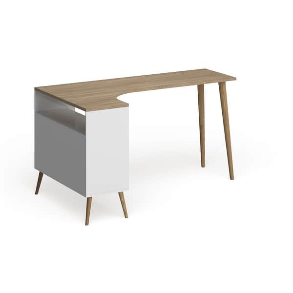 Carson Carrington Kristiansund White and Oak 2-drawer L-shaped Desk ...