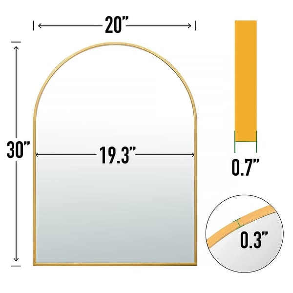 20x30 Arch Mirror Rectangle Wall Mounted Metal Frame Mirrors for ...