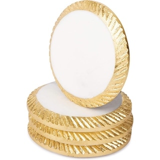 Round Marble Coasters with Gold Edge - 4"D - Bed Bath & Beyond - 36909419