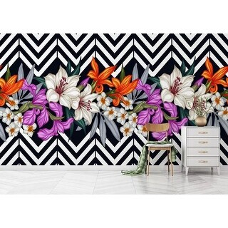 GK Wall Design Lily Flower Stripe Pattern Colorful Flowers Bohemian ...
