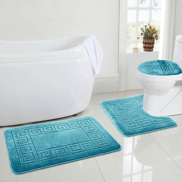 Toilet Mat Set - 2-Piece Designer Print Bathroom Contour Rugs Combo ...