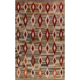 Geometric Moroccan Large Wool Area Rug Hand-knotted Living Room Carpet ...