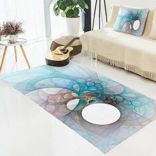 Designart 'Fractal Angel Wings in Light Blue' Abstract Area Rug - Bed ...