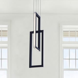 Modern 2-Light Geometric Linear Rectangle LED Pendant - Bed Bath ...