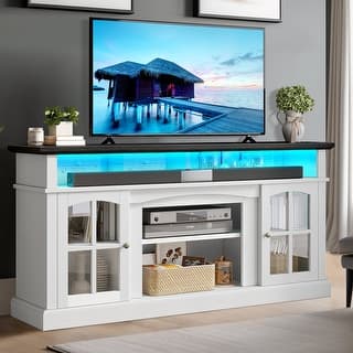 Moasis Farmhouse 65" Highboy LED TV Stand, Entertainment Center Media ...