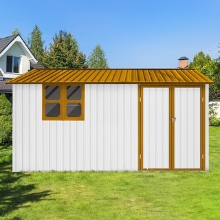 Outdoor 12 x 10 ft. Metal Storage Shed with Window and Vents and Hinged ...
