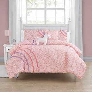 Rainbow Ruffle Pink Ultra Soft Microfiber Comforter Set - Bed Bath ...
