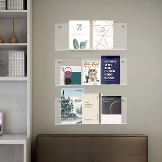 Acrylic Wall Ledge Floating Shelf Rack Organizer Invisible Decor Style ...