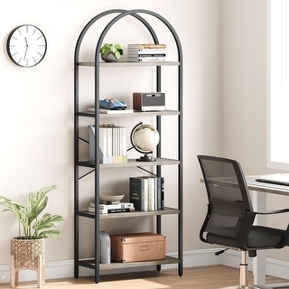 Bookshelf 5 Tier Bookcase Arched Display Racks Tall Standing - Bed Bath ...