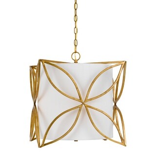 60 X 3 Watt Metal Chandelier with Floral Cut Out, Gold and White - Bed ...