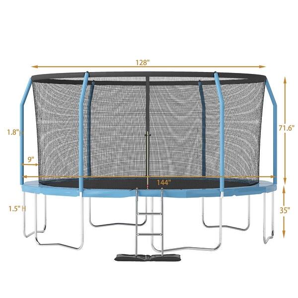 Outdoor 12FT Round Trampoline with Enclosure Backyard Jumping Surface ...