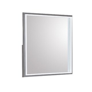 38 Inch High Profile Deluxe Wall Mirror, White and Gray - Bed Bath ...