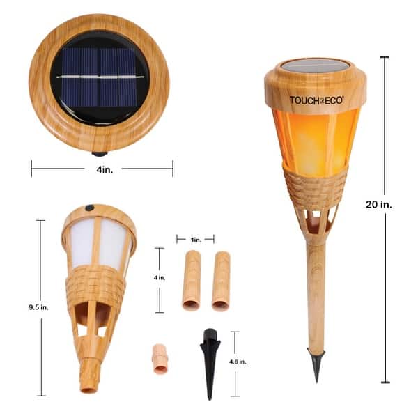 Solar LED Bamboo Flickering Flame Tiki Torch Lights - Bed Bath & Beyond - 27320611