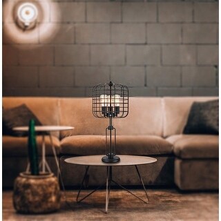 26''H Black industrial wire cage table lamp - Bed Bath & Beyond - 39718817