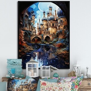 Designart "Beige Canal Surreal Waterways Magical II" Canals Framed Wall ...