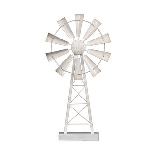 Foreside Home & Garden Large White Enamel Metal Windmill Table Decor ...