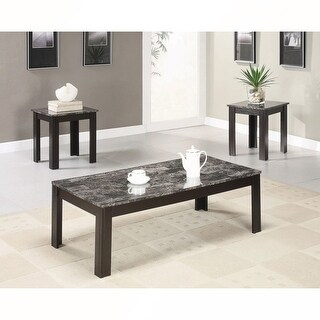 Grey 3-Piece Faux Marble Top Coffee Table Set - Bed Bath & Beyond - 42997968