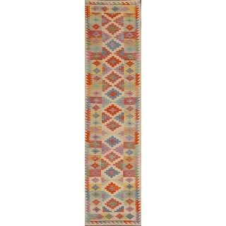 Geometric Kilim Multi-Color Runner Rug Hand-woven Oriental Wool Carpet ...