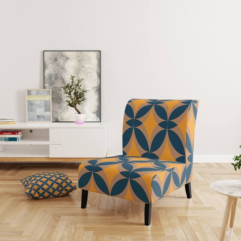 Designart "Abstract Retro Design III" Upholstered Mid-Century Accent ...