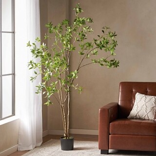 210cm Artificial Pieris Tree in Pot - Realistic Faux Evergreen Shrub ...