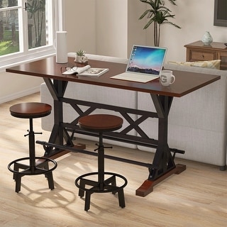 Merax 3-Piece Dining Table Set - Espresso - Bed Bath & Beyond - 40180225