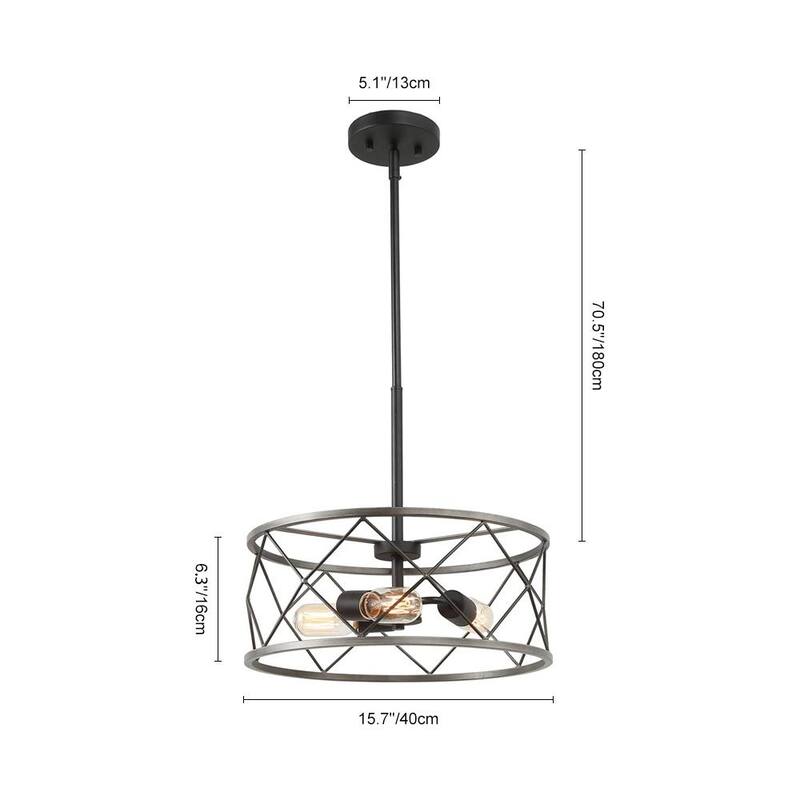 Industrial 3-light Metal Drum Pendant Lighting - Bed Bath & Beyond ...
