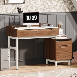 Reversible Computer Desk with File Drawer Cabinet and 4 Drawers - Bed ...