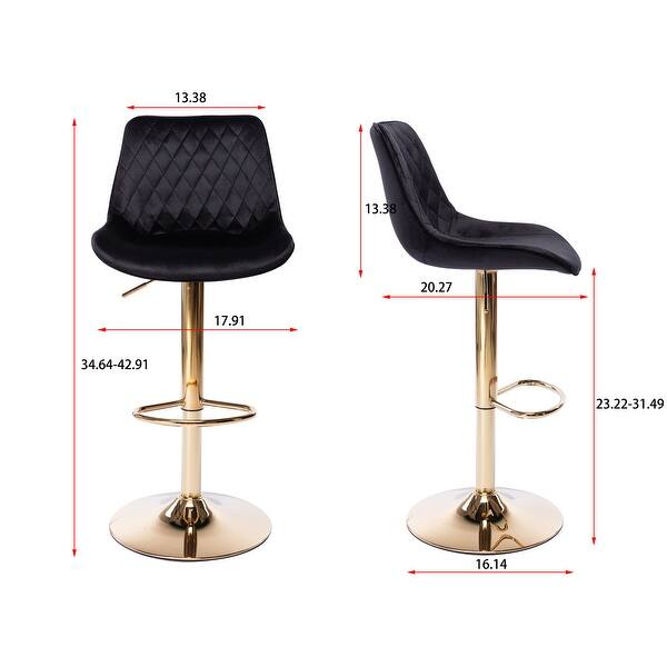 Velvet Swivel Bar Stools with Footrest Height Adjustable (Set of 2 ...