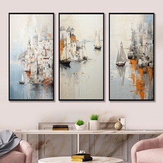 Designart "Minimalism Coastal Port Perception" Coastal Port Framed ...
