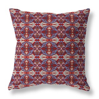 Red And Blue Floral Elegance Faux Suede Throw Pillow Zipper - Bed Bath ...