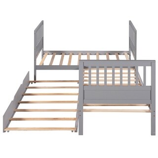 3 in 1 Design Corner Bed Vertical Slats Style L-Shaped Wood Platform ...