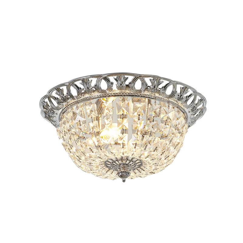 Chrome Metal Frame Flush Mount with Clear Crystal - Bed Bath & Beyond ...