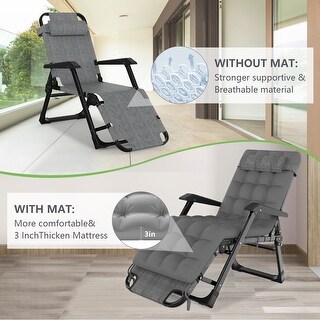 Patio Reclining Adjustable Chaise Lounge with Removable Cushion-Grey ...