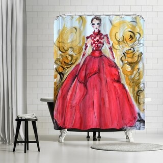 Americanflat 71" x 74" Shower Curtain, Rose Red Gown by Cara Francis ...