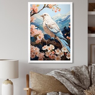 Designart "White Dove Winged Harmony Pastoral" Dove Framed Wall Art ...