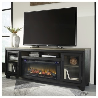 Signature Design by Ashley Foyland Black/Brown 83" TV Stand for TVs up ...