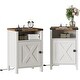 End Tables Set of 2, Nightstands with Charging Station, Barn Door ...
