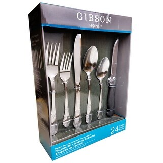 Gibson Alessandro Plus 24 Piece Flatware Set with 4 Steak Knives - Bed ...