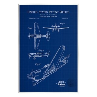Stupell Vivid Aircraft Blueprint Patent Wall Plaque Art, Design by Karl ...