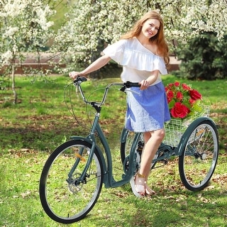 3 Wheeled Bike with Basket for Seniors, Women, Men. Adult Tricycle ...
