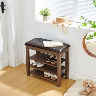 A height-adjustable shoe-changing bench made of high-quality wood - Bed ...