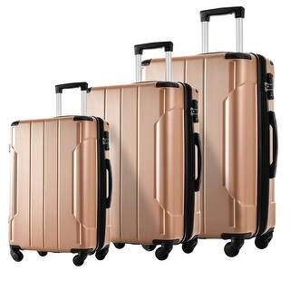 Gold Luggage Sets 3 Piece Travel Suitcase Sets Spinner Suitcase ...