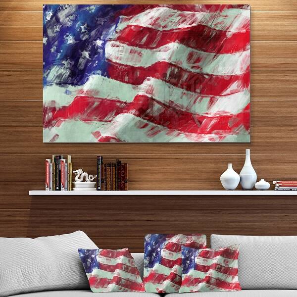 Designart 'USA Flag Abstract Art' Map & Flag Metal Wall Art - Bed Bath ...