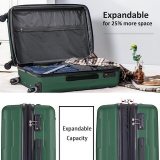 Green 2 Piece Expanable ABS Lightweight Suitcase Camp Trunks 20"/28 ...