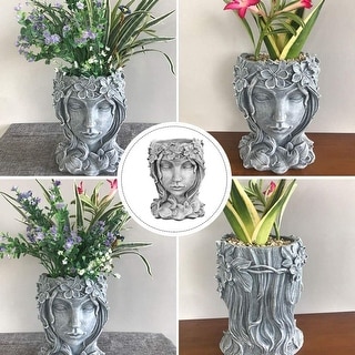 Wan Statue Pot Decorative AntiDeform Resin Figure Sculpture Flower ...