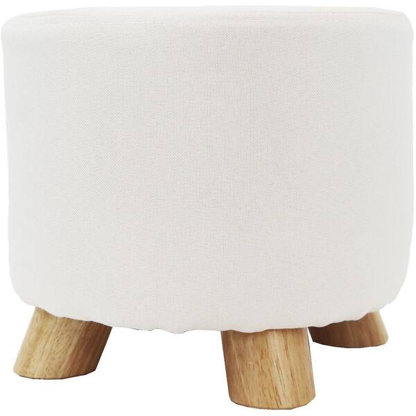 Critter Sitters 10-Inch White Upholstered Mini Foot Stool with Wooden ...