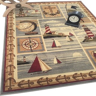 HR Lodge, Cabin Sailing Accent Area Rug Modern Geometric Design Cabin ...