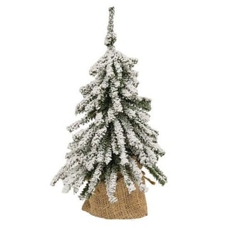 Flocked Mini Downswept Tree With Burlap Base 15" - 15"H - Bed Bath ...
