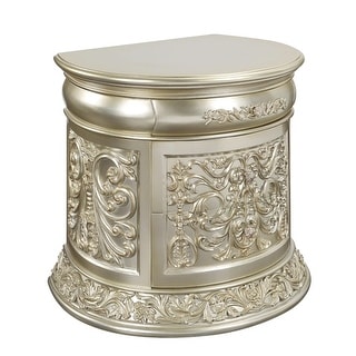 Isa 32 Inch Classic Nightstand 2 Drawers Ornate Carvings Wood Gold ...